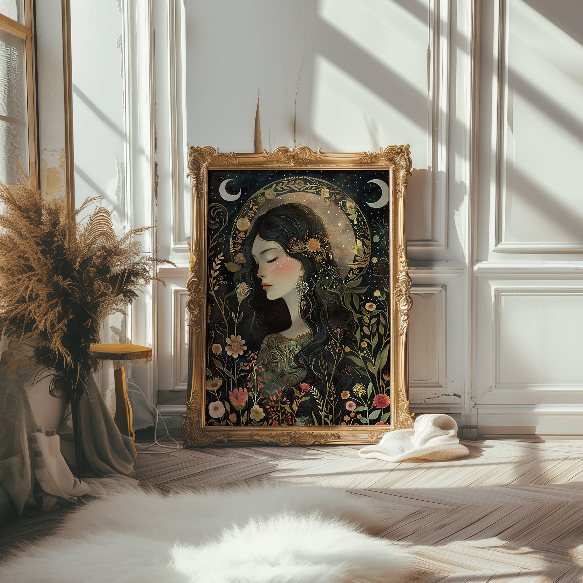 Moonchild Forest Dark Academia Print, Dark Cottagecore Gift, Printable ...