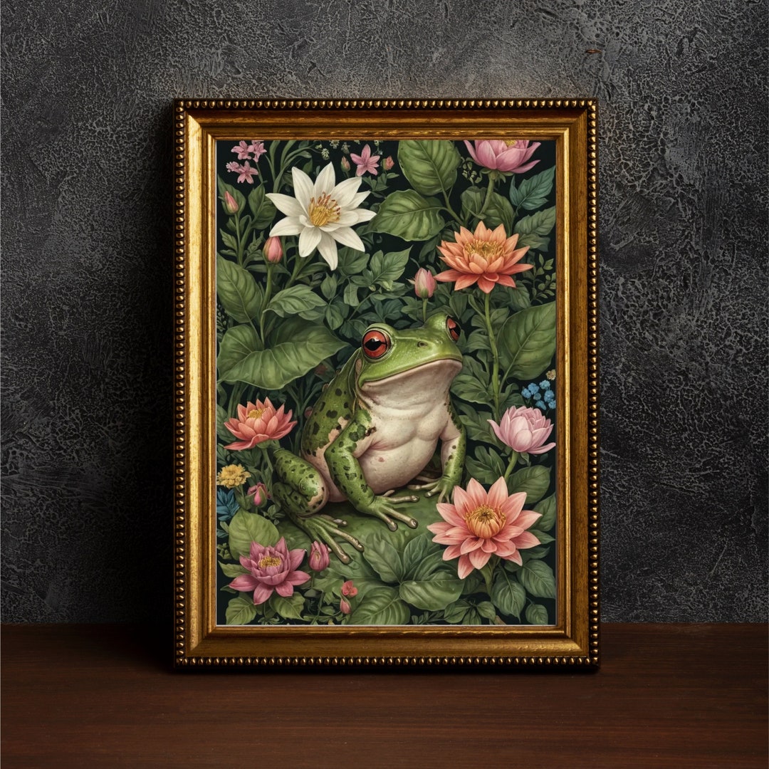 Green Frog Print, Dark Cottagecore Gift, Printable Digital Art ...