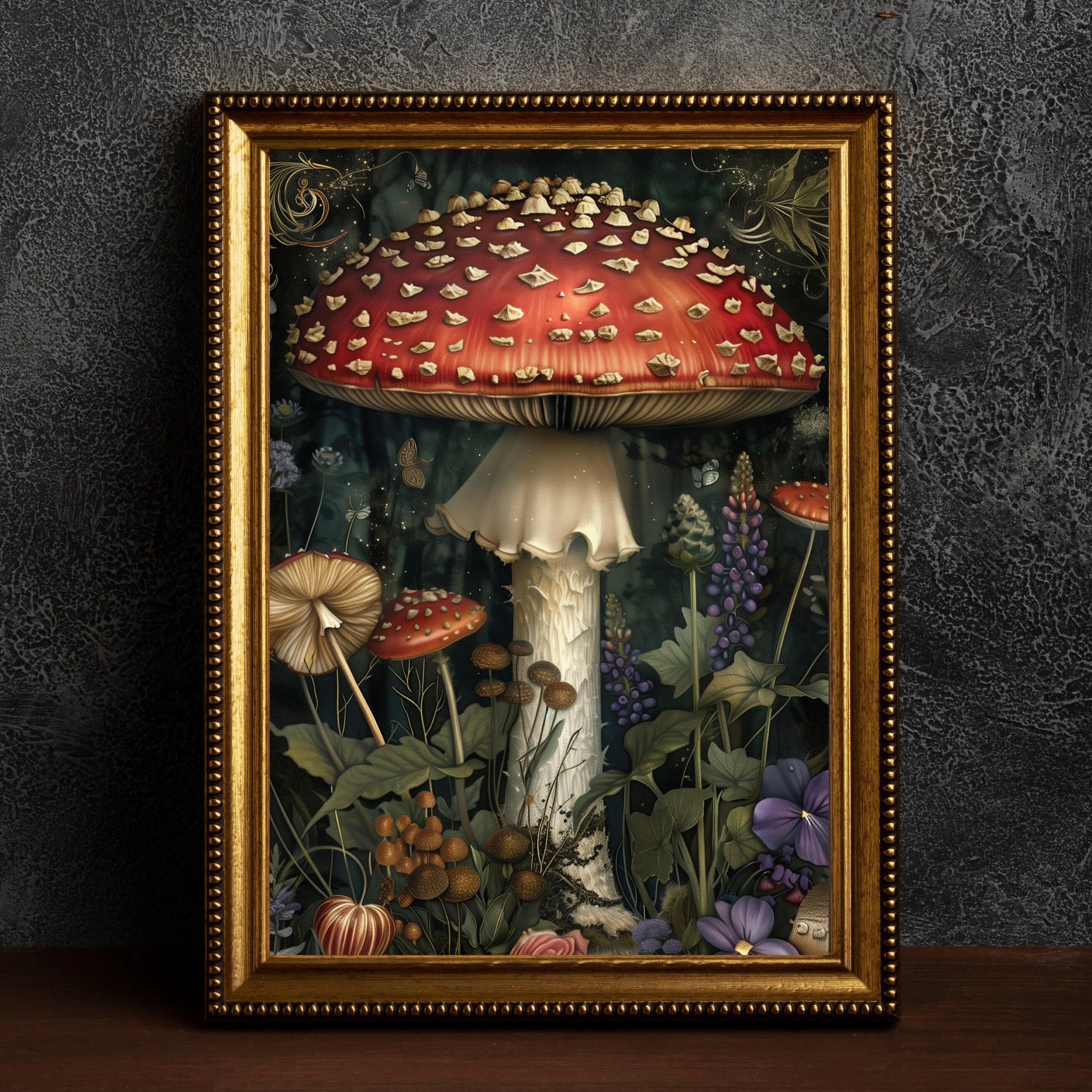 Forest Toadstool Dark Academia Print, Dark Cottagecore Gift, Printable Digital Art, Witchy Print ...