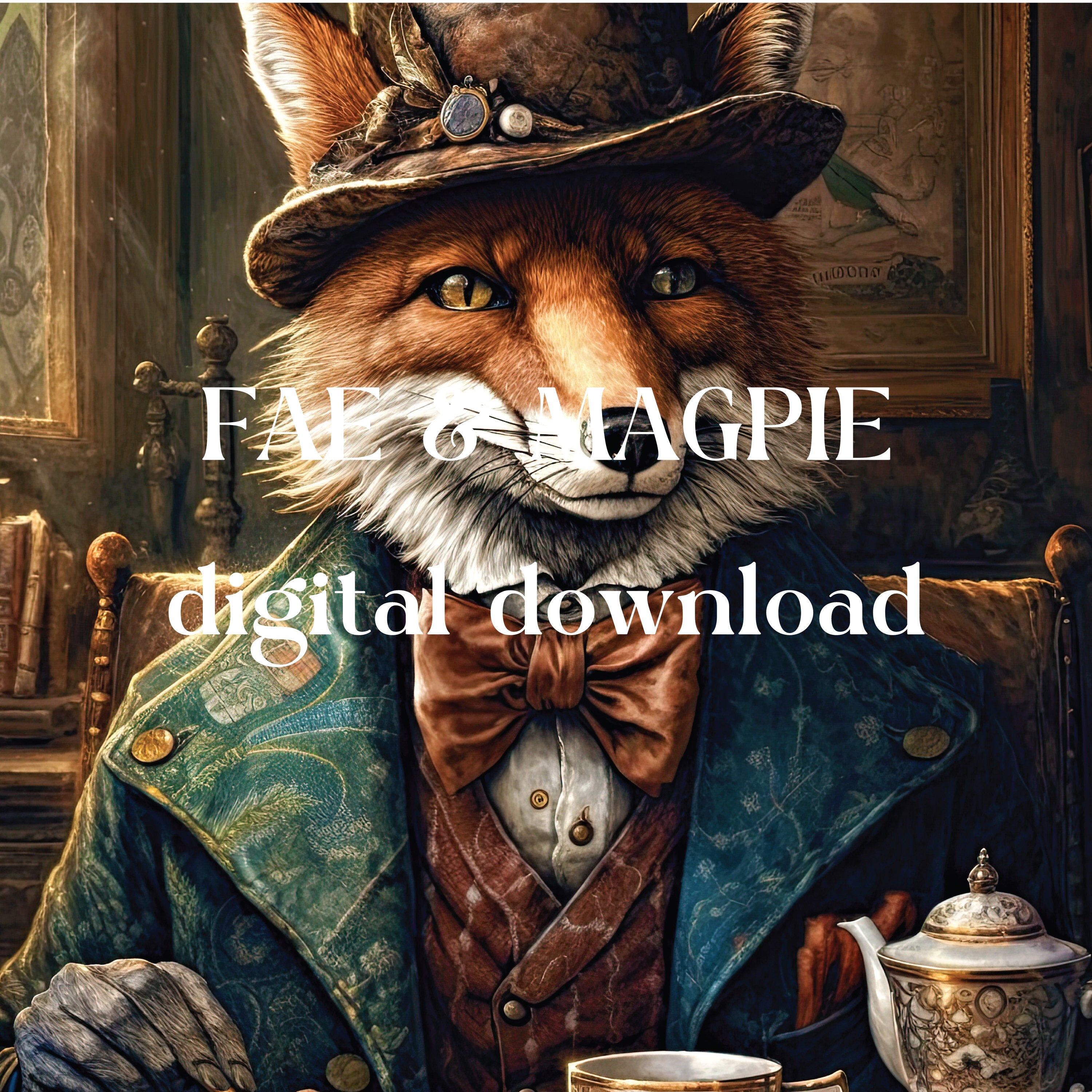 Gentleman Fox Victorian Print, Vintage Fox Wall Art, Dark Cottagecore ...