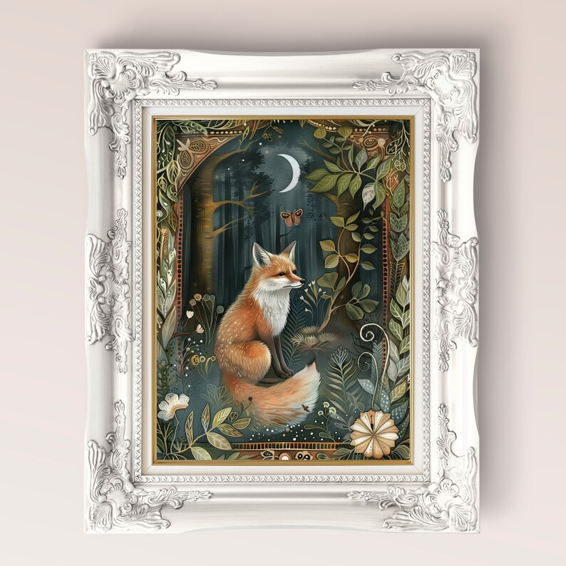 Woodland Fox Cottagecore Print, Forestcore Decor, Printable Digital Art ...