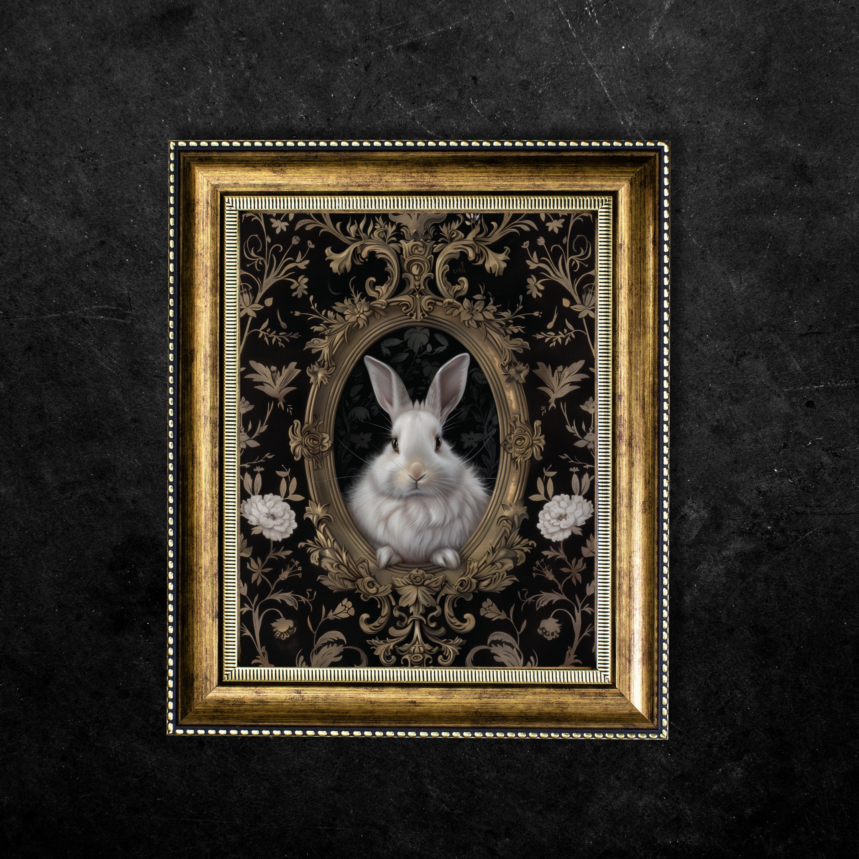 Victorian Rabbit Baroque Dark Cottagecore Print, Vintage Decor ...