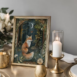 Woodland Fox Cottagecore Print, Forestcore Decor, Printable Digital Art ...