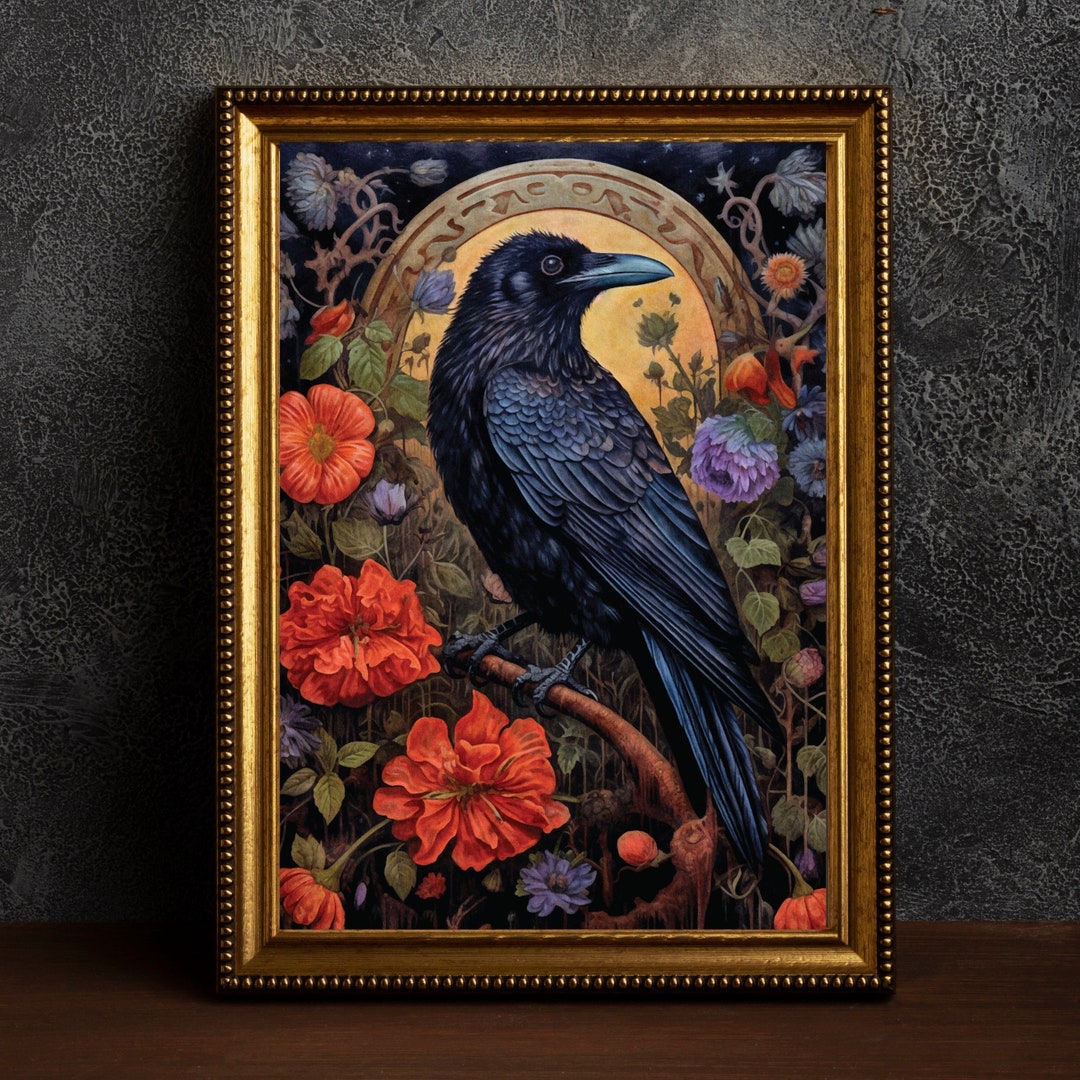 Gothic Raven Dark Cottagecore Print, Crow Gothic Wall Decor, Printable ...