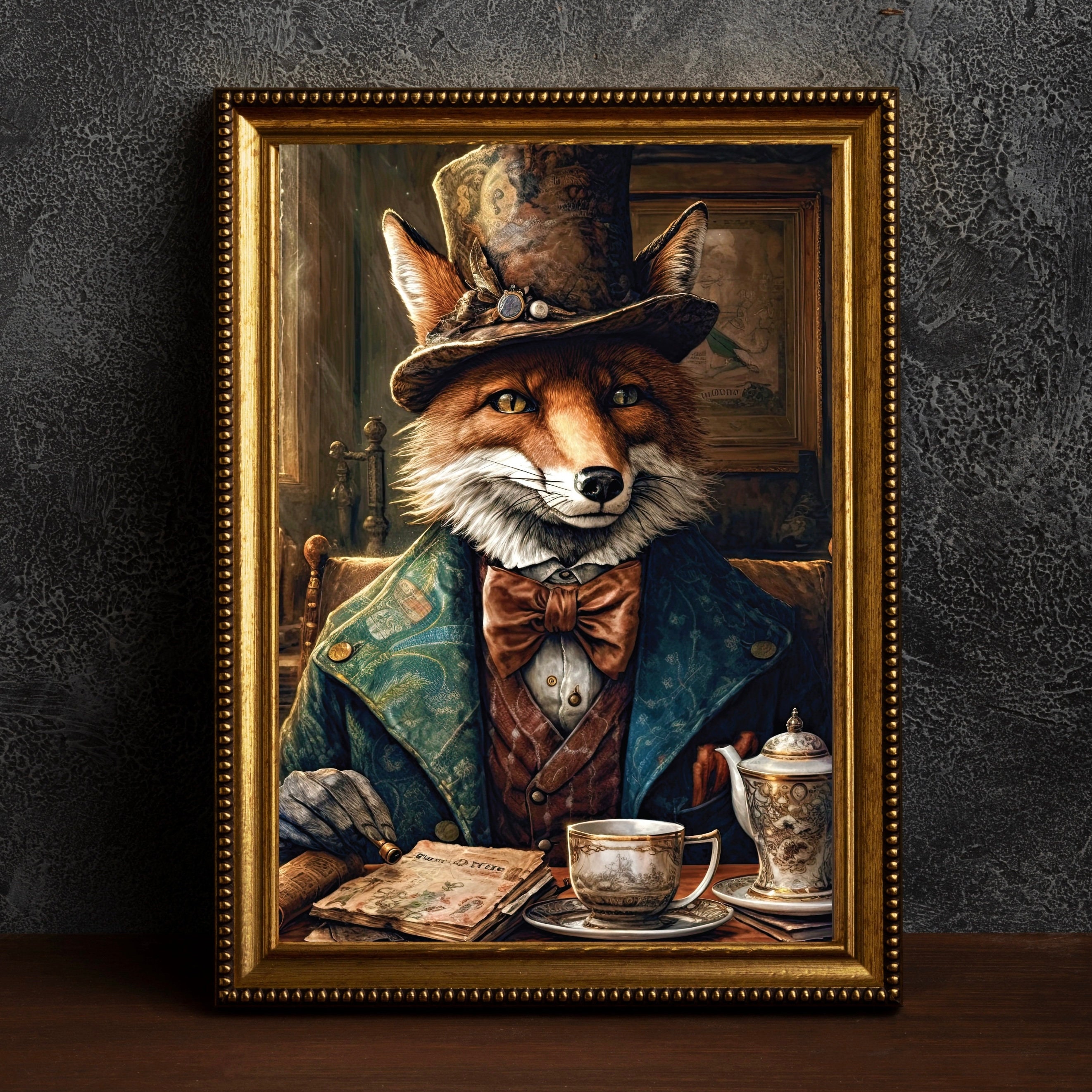 Gentleman Fox Victorian Print, Vintage Fox Wall Art, Dark Cottagecore ...
