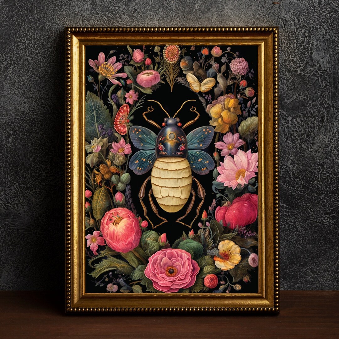 Gothic Bee Dark Cottagecore Print, Insect Gothic Wall Decor, Printable ...