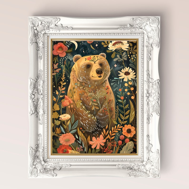 Bear Magical Forest Dark Academia Print, Dark Cottagecore Gift ...