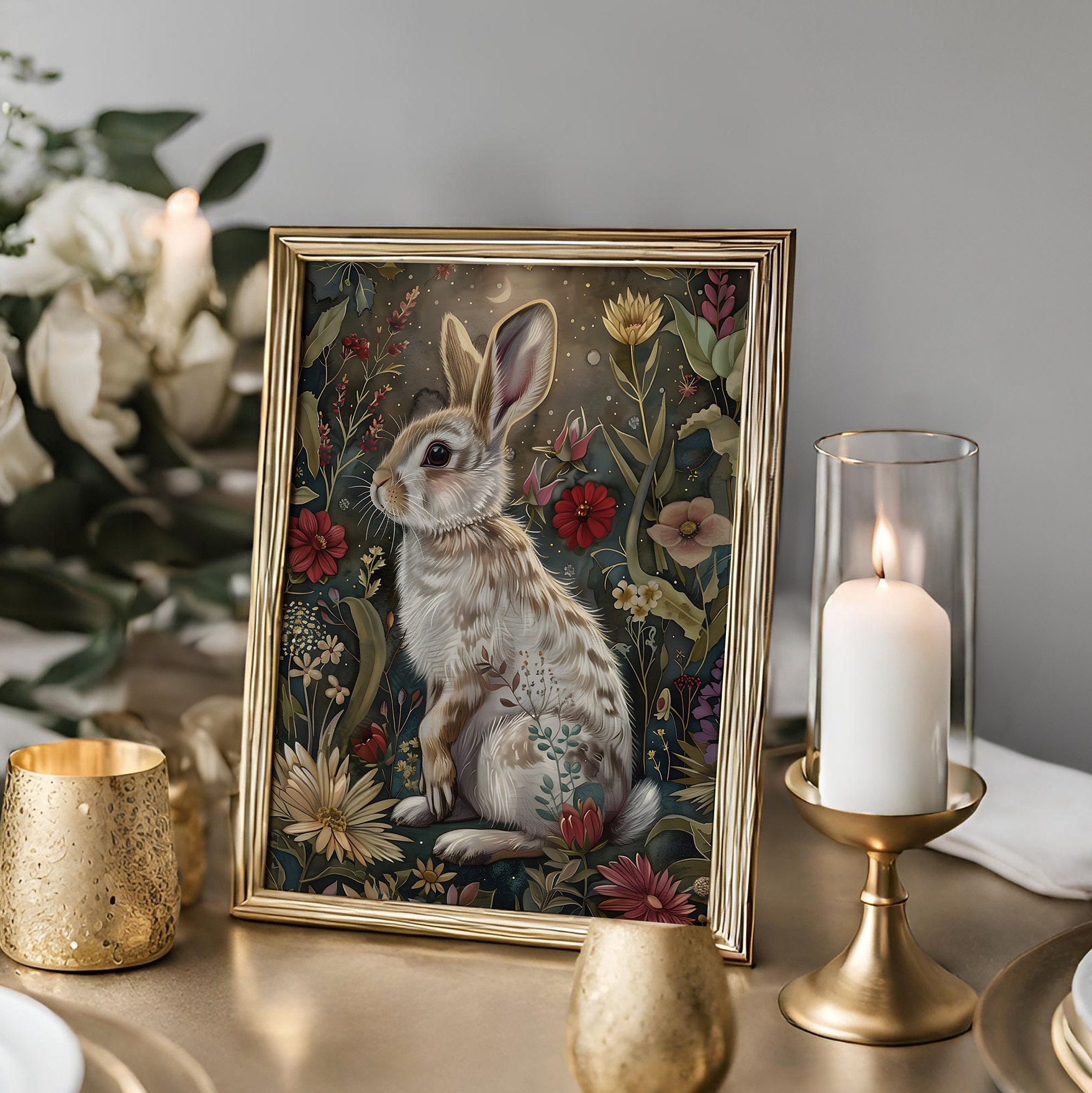 Rabbit Magical Forest Cottagecore Print, Forestcore Decor, Printable ...