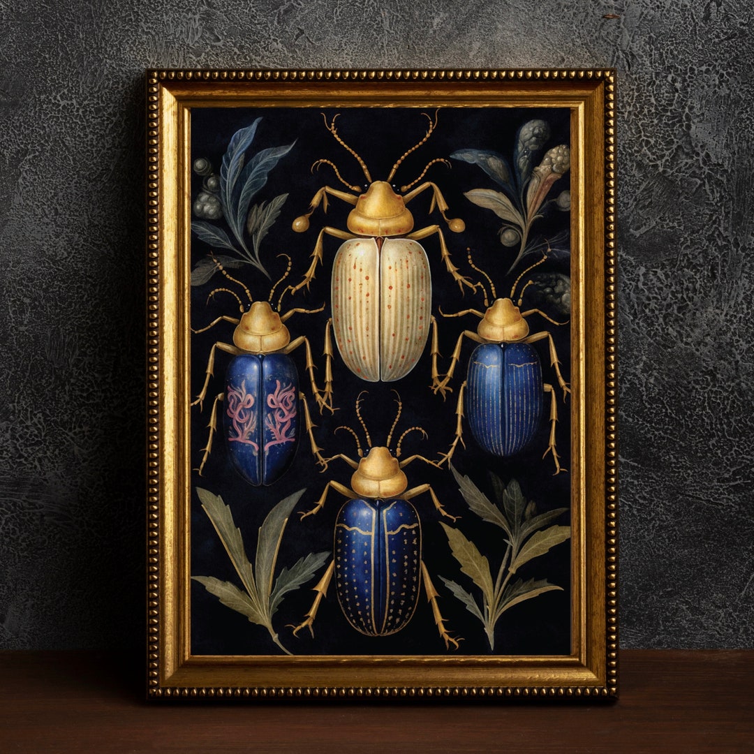 Blue Beetles Dark Academia Print, Dark Cottagecore Gift, Printable ...