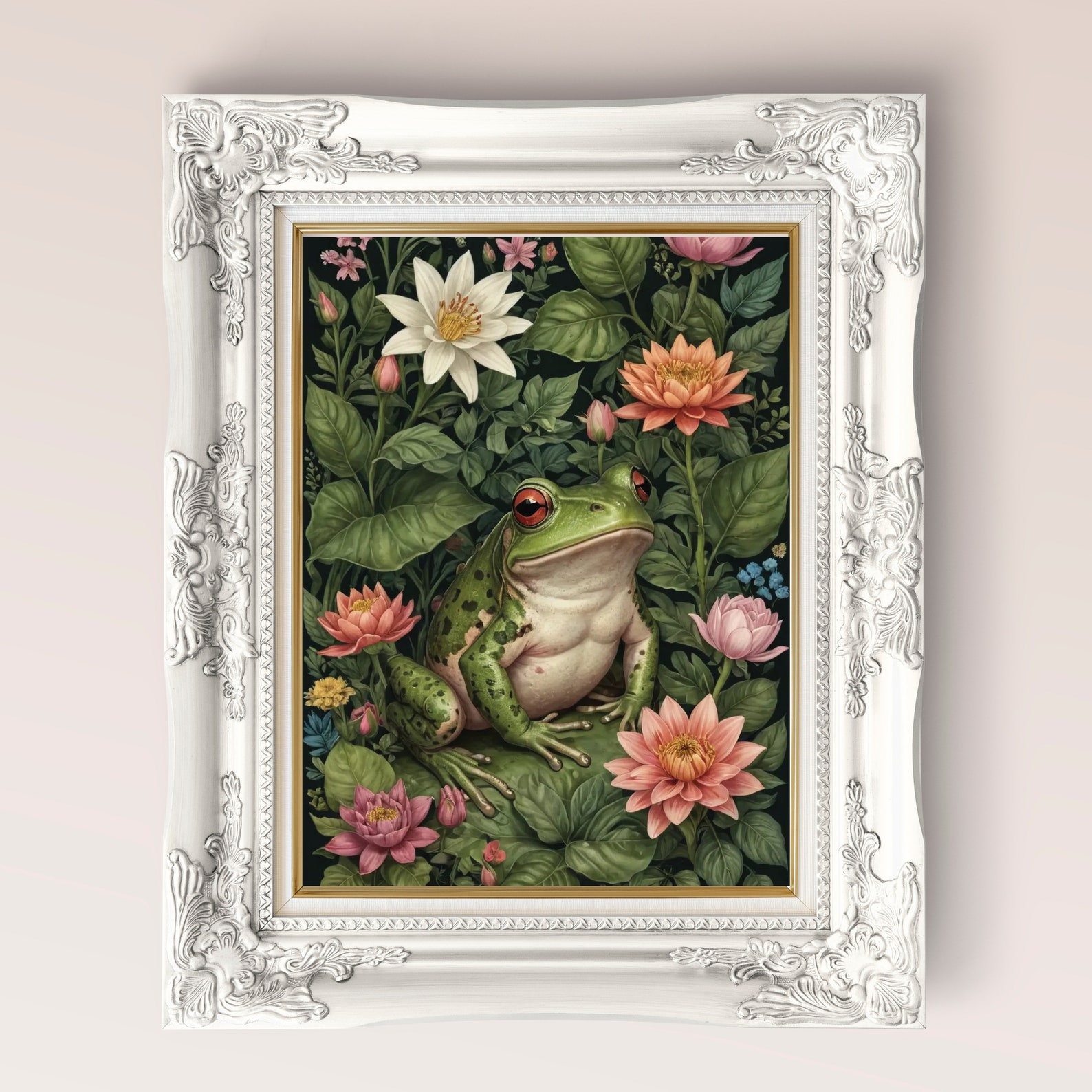 Green Frog Print, Dark Cottagecore Gift, Printable Digital Art ...