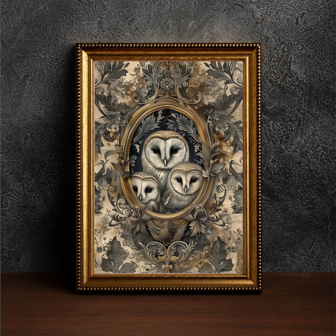 Victorian Owls Cottagecore Print, Forestcore Home Decor, Printable ...