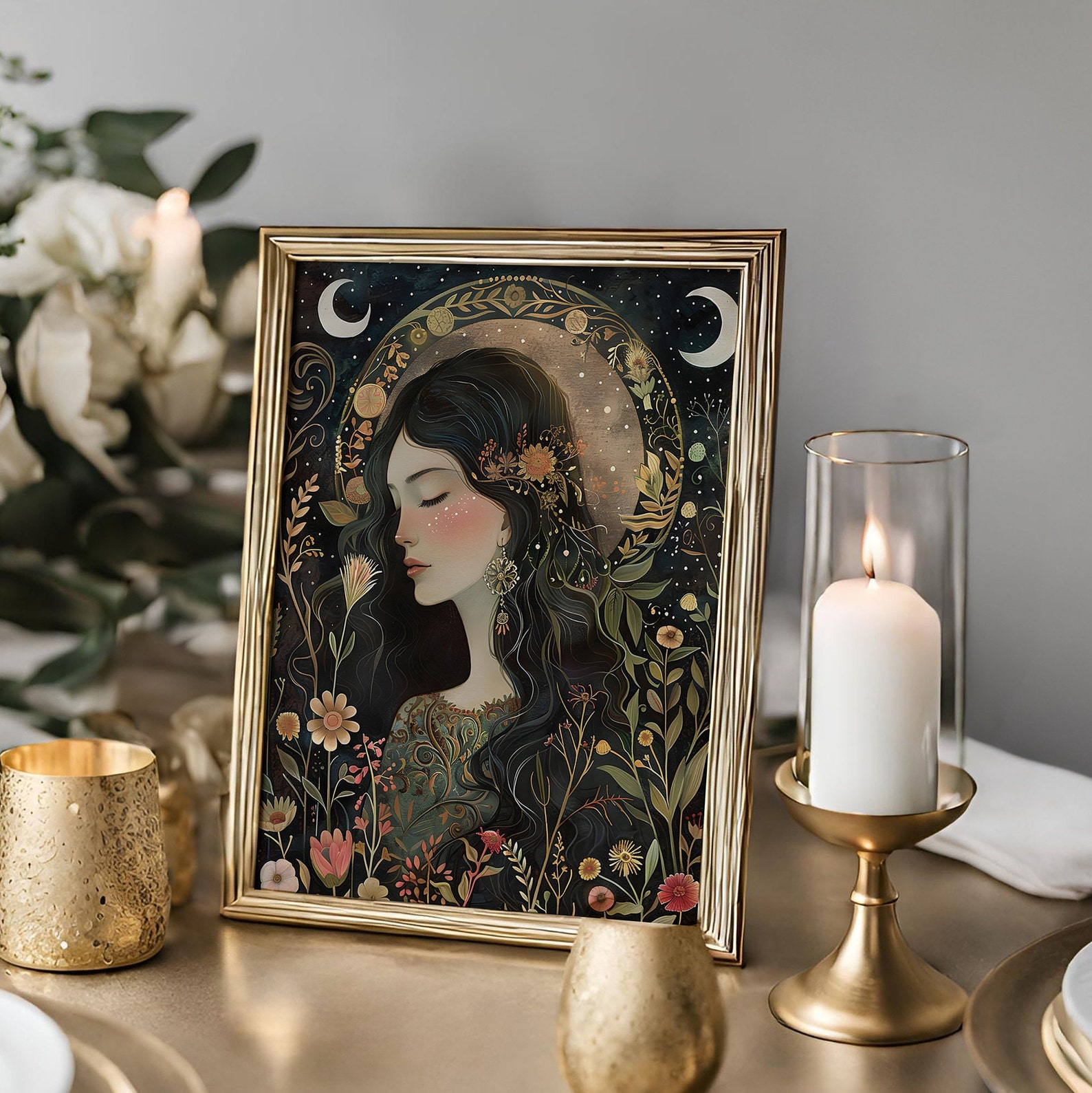 Moonchild Forest Dark Academia Print, Dark Cottagecore Gift, Printable ...