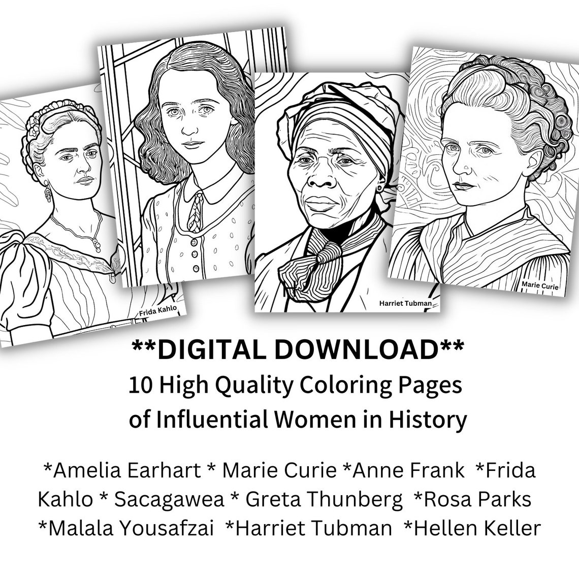 Women in History Digital Download, Influential Women Coloring Pages ...