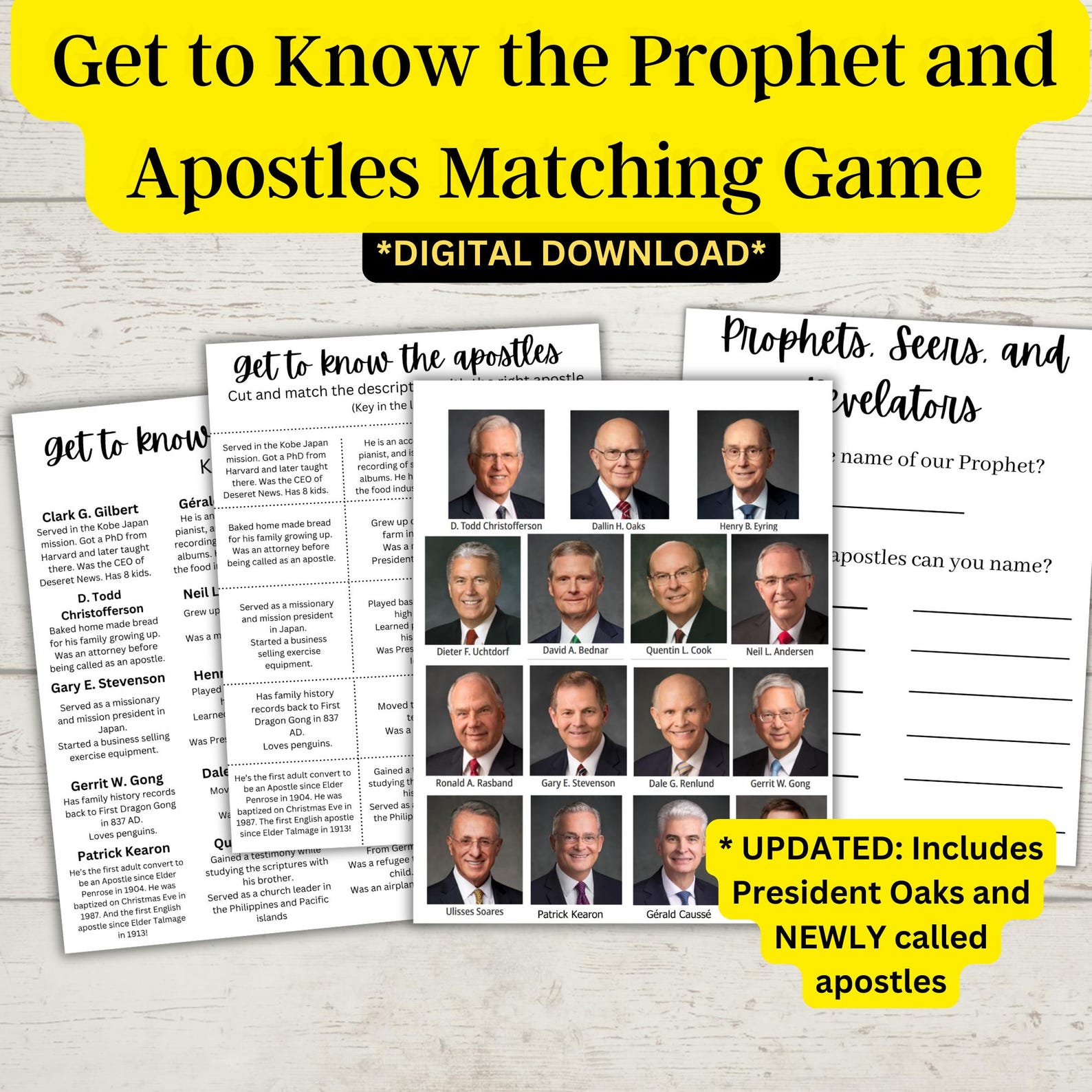 General Conference Matching Game for Kids, Get to Know the Prophet and ...