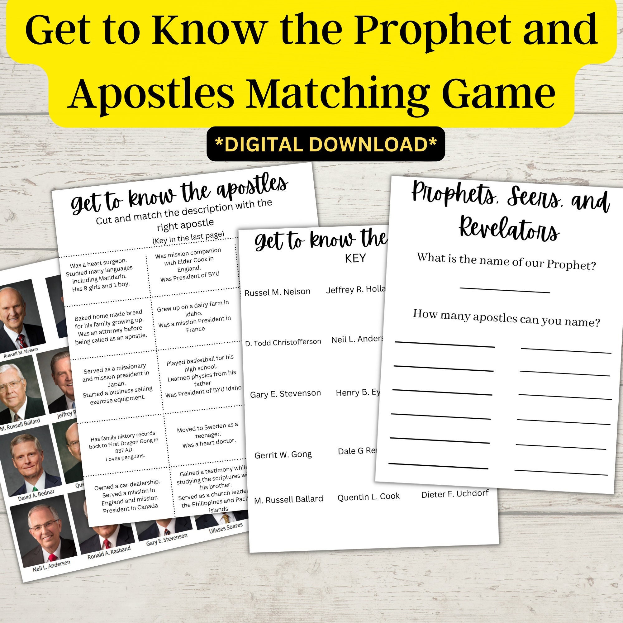 General Conference Matching Game for Kids, Get to Know the Prophet and ...