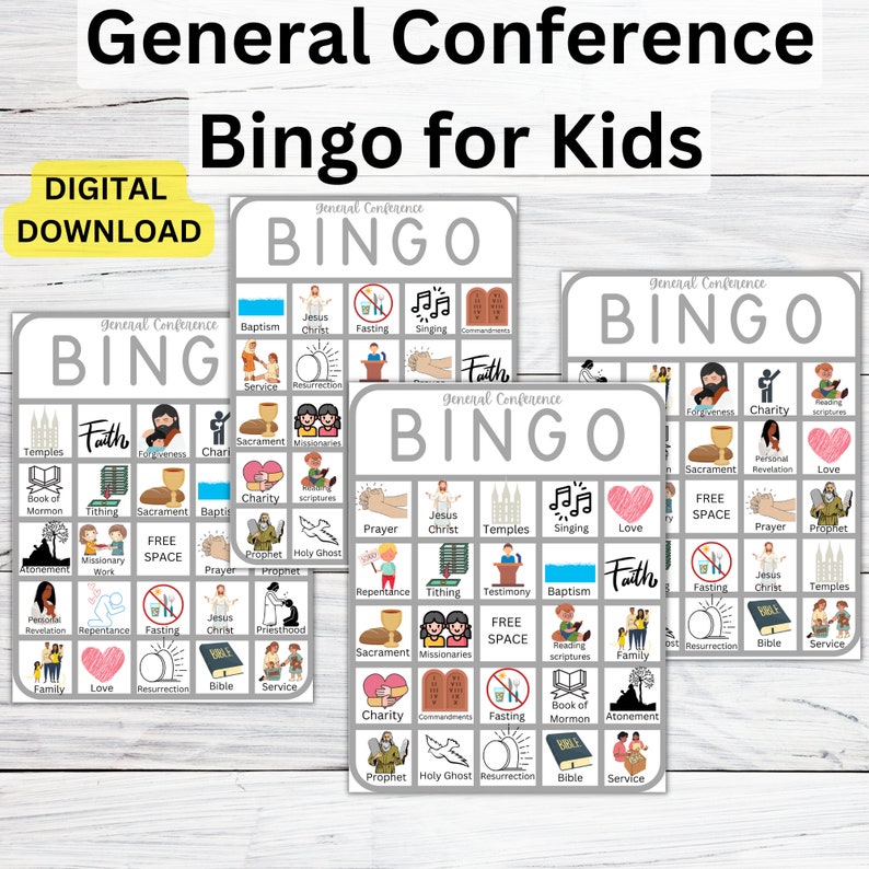 General Conference Bingo Cards for Kids, Family General Conference ...