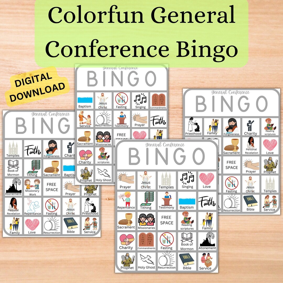General Conference Bingo Cards for Kids, Family General Conference ...