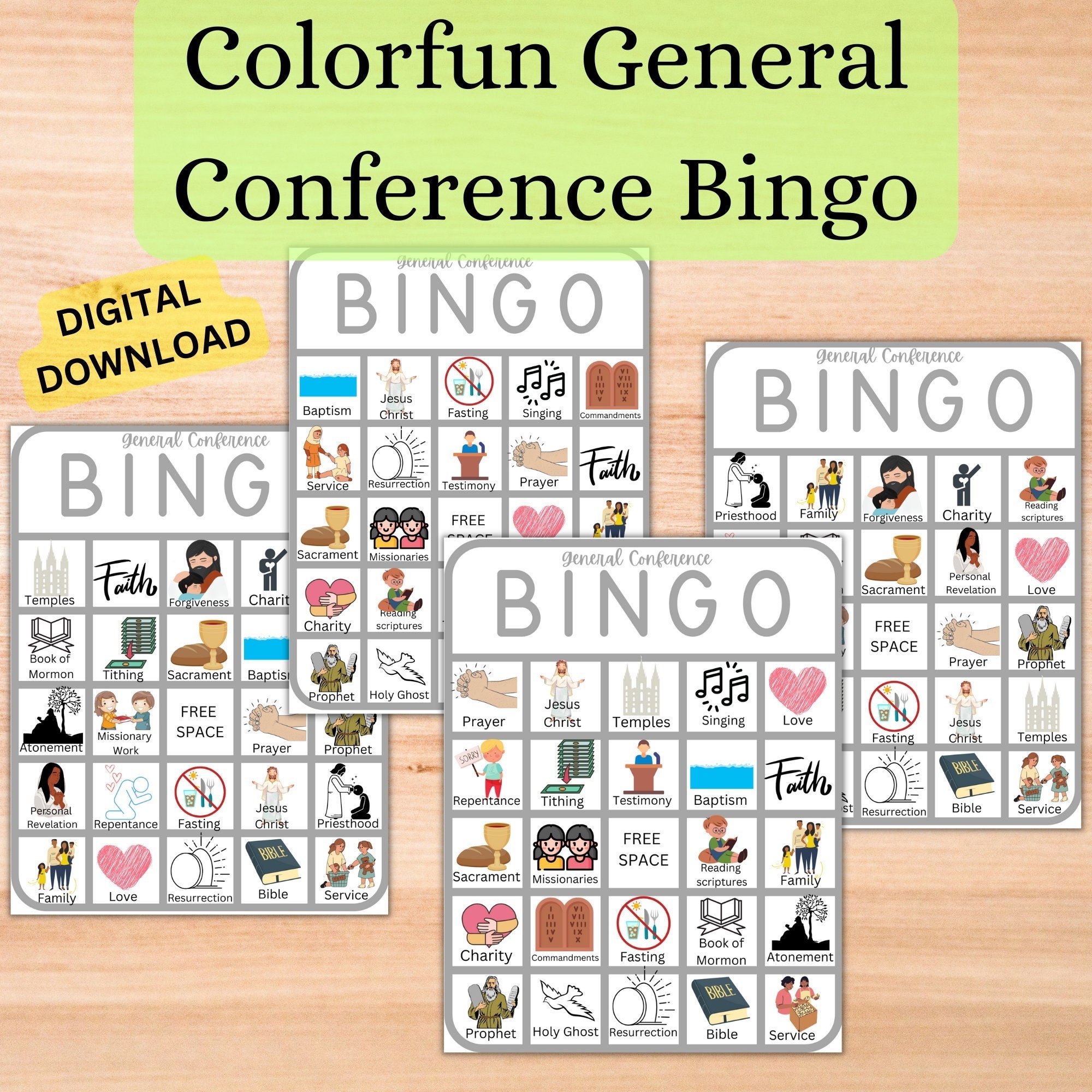 General Conference Bingo Cards for Kids, Family General Conference ...