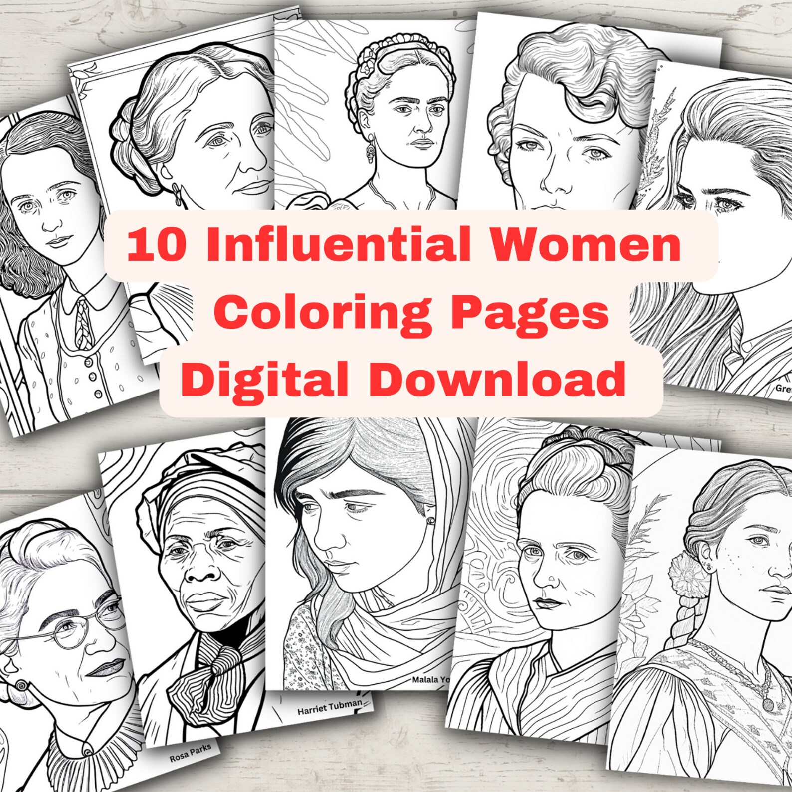 Women in History Digital Download, Influential Women Coloring Pages ...