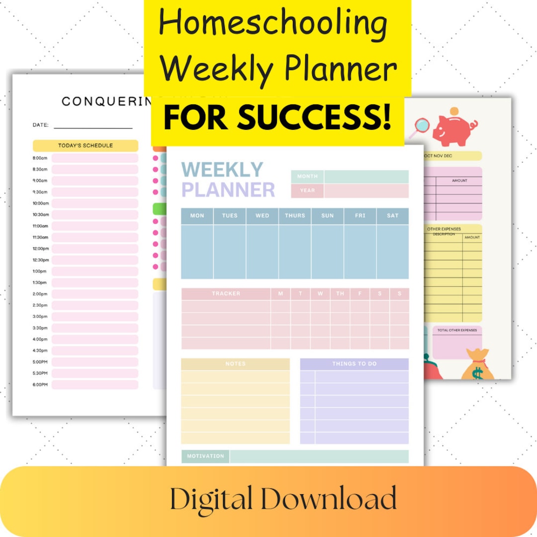 Homeschool Daily and Weekly Planner. Minimalist Planners for Kids and ...