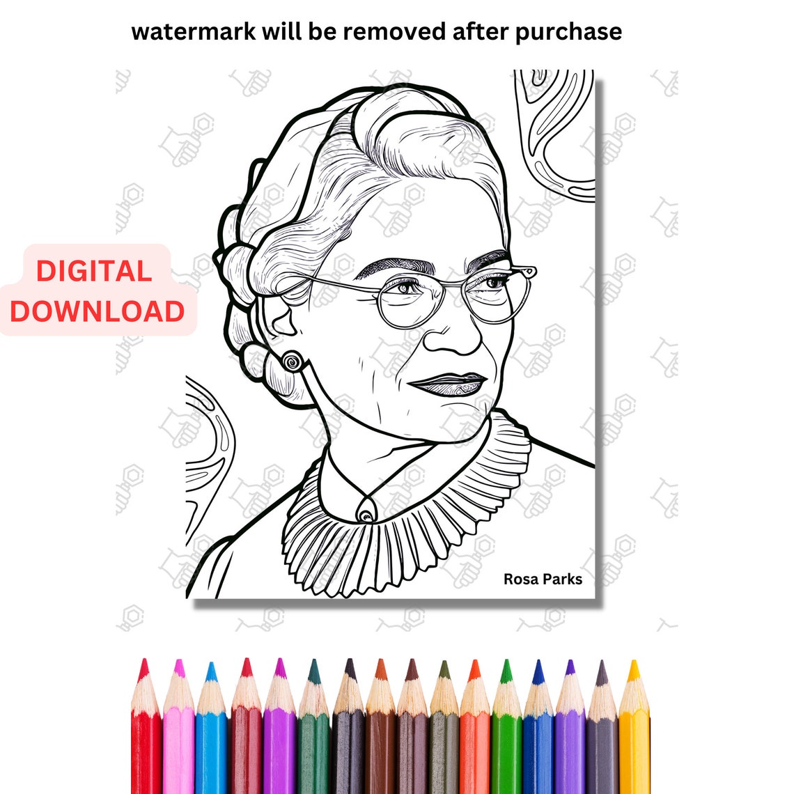 Rosa Parks Coloring Page, Famous African American Women, Inspiring ...