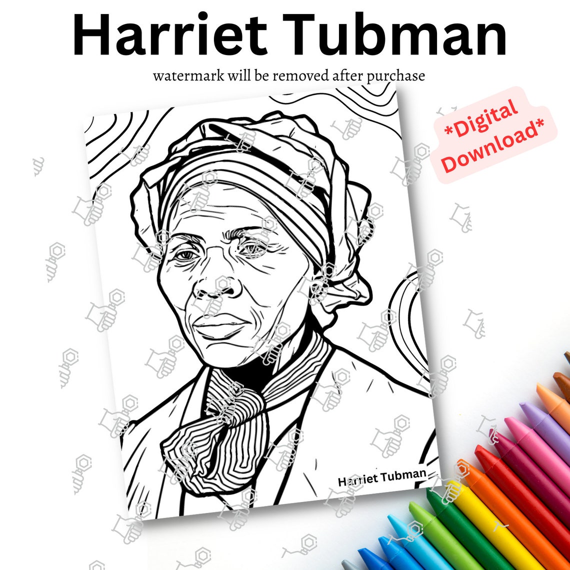 Harriet Tubman Coloring Page, Famous African American Women, Inspiring ...