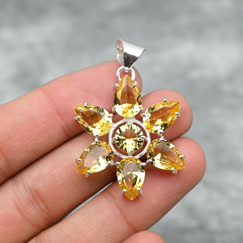 Citrine Pendant 45cm Chain - Etsy