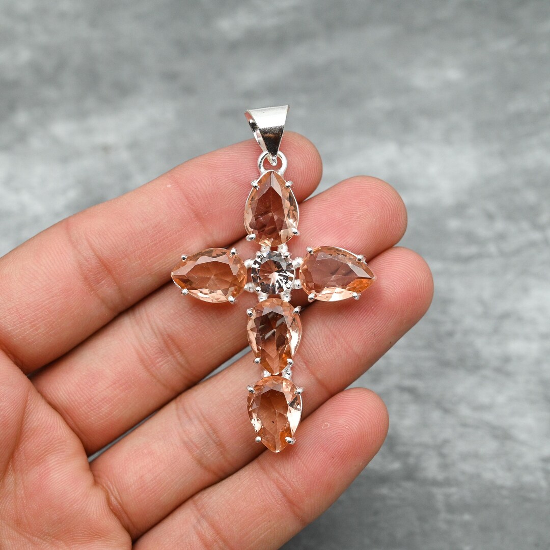 Morganite Pendant 925 Sterling Silver Pendant Morganite Gemstone ...