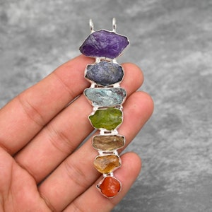 7 Chakras Stone Healing Handmade Pendant Necklace Jewelry With Real Raw ...