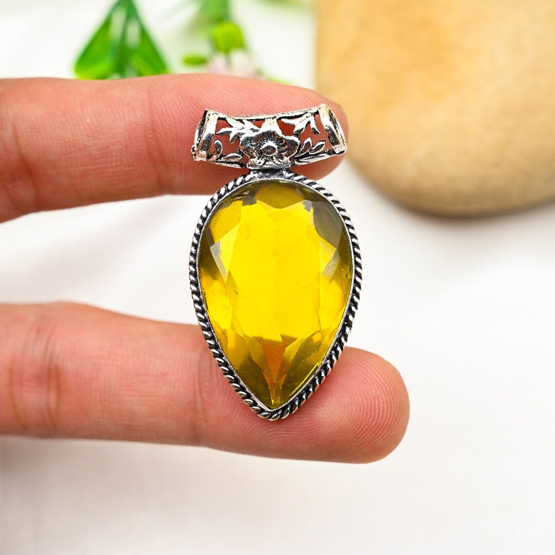 Lemon Topaz Pendant 925 Sterling Silver Pendant Necklace Lemon Topaz ...