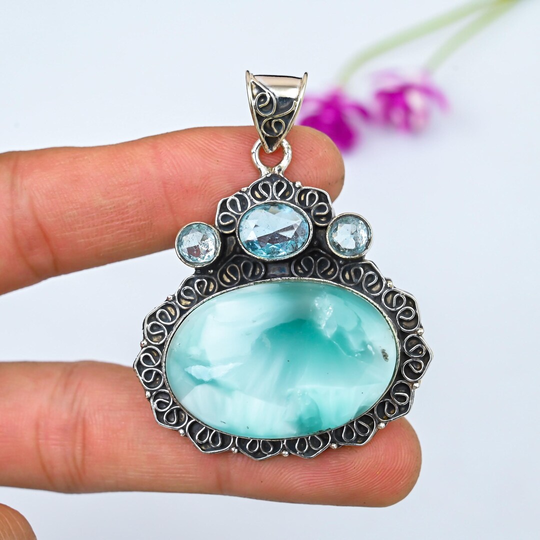Hemimorphite Pendant 925 Sterling Silver Pendant Hemimorphite Gemstone ...