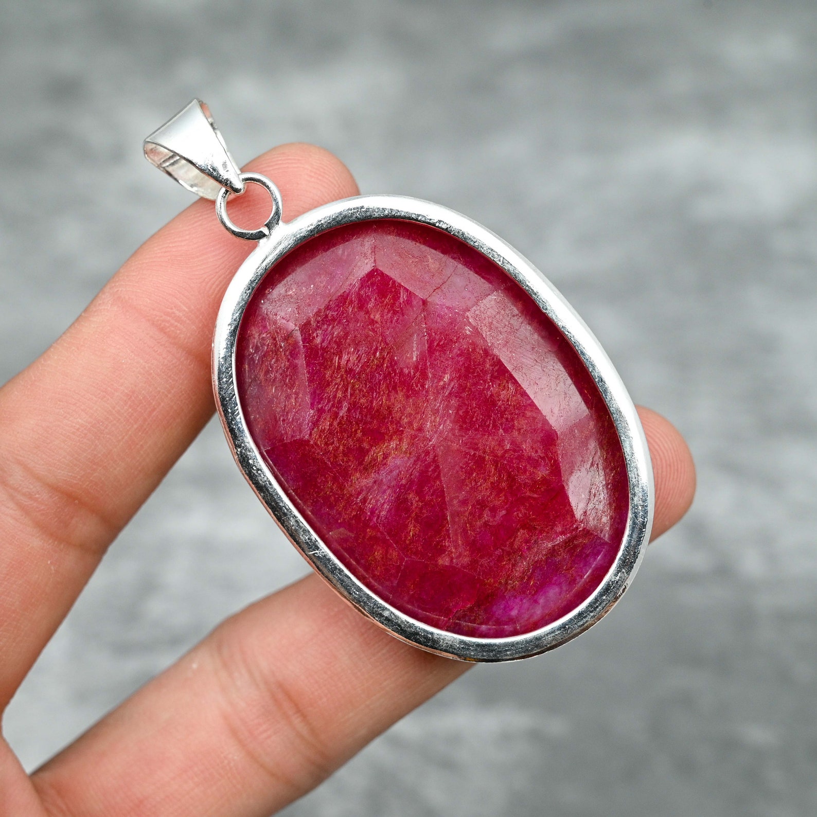 Ruby Pendant 925 Sterling Silver Pendant Necklace Ruby Gemstone Pendant ...