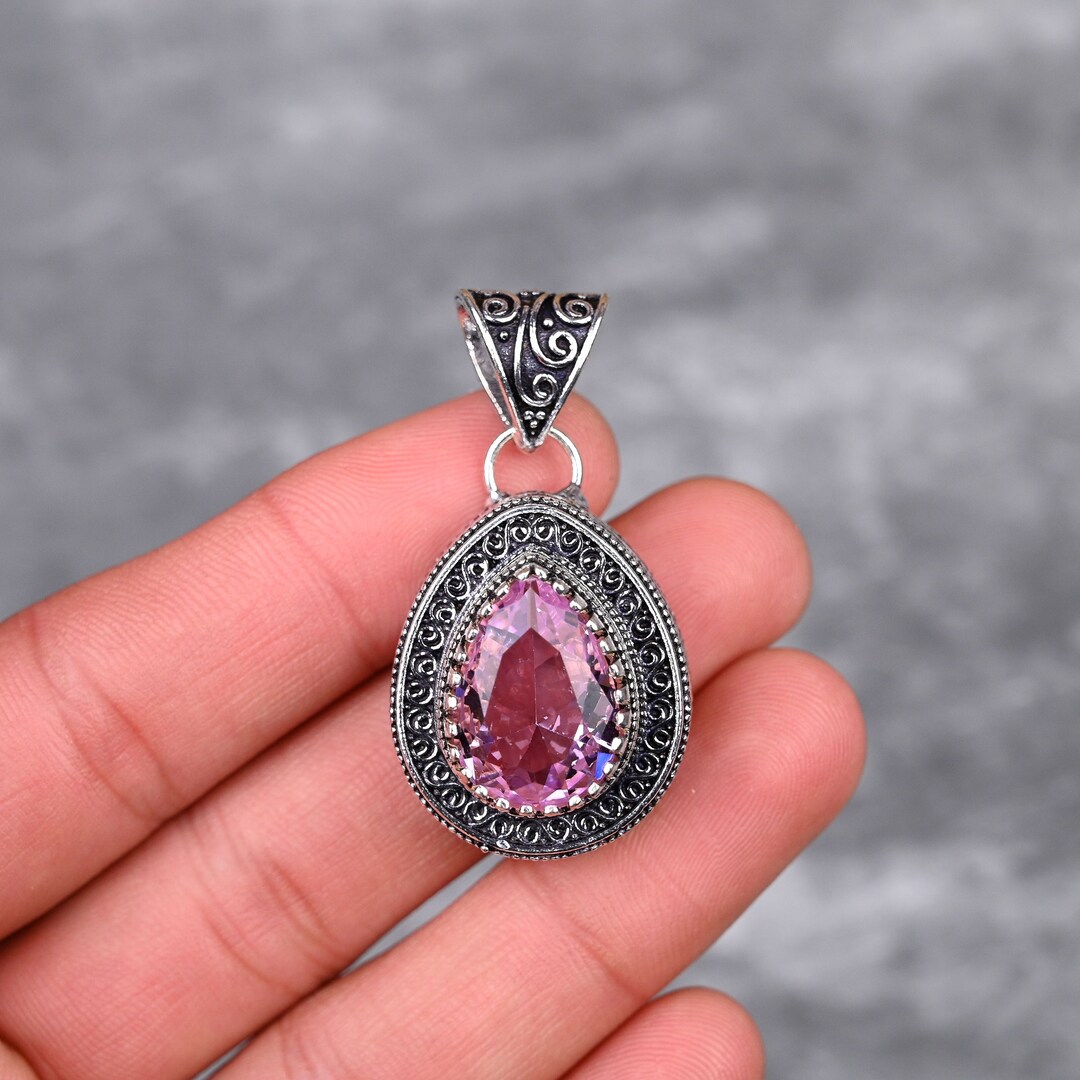 Pink Kunzite Pendant 925 Sterling Silver Pendant Kunzite Gemstone ...