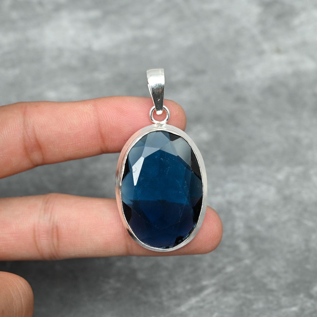 Blue Sapphire Pendant 925 Sterling Silver Pendant Blue Sapphire ...