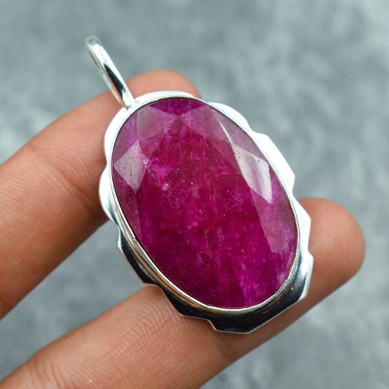 Kashmir Red Ruby Pendant 925 Sterling Silver Pendant Kashmir - Etsy