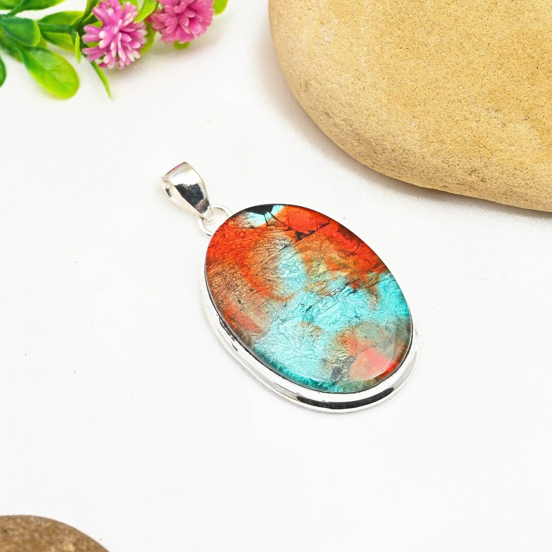 Dico Glass Pendant 925 Sterling Silver Pendant Dico Glass Gemstone ...