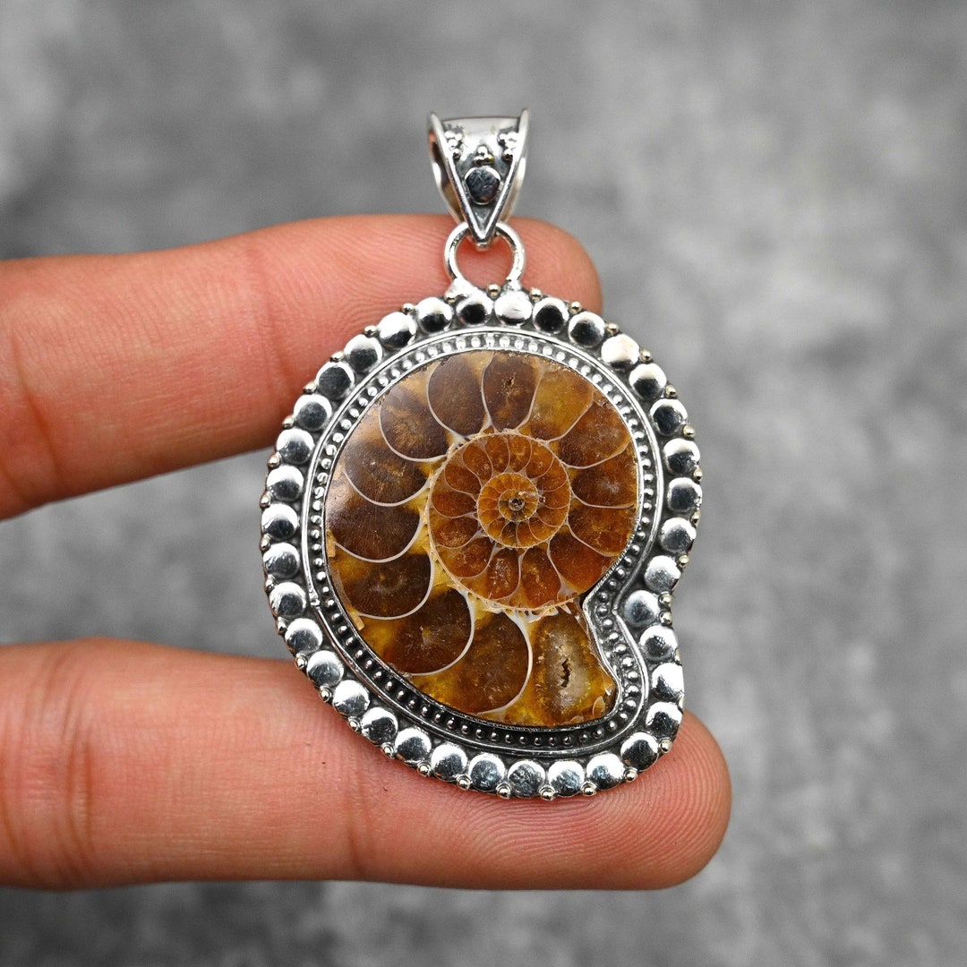 Ammonite Fossil Pendant 925 Sterling Silver Pendant Ammonite Fossil ...