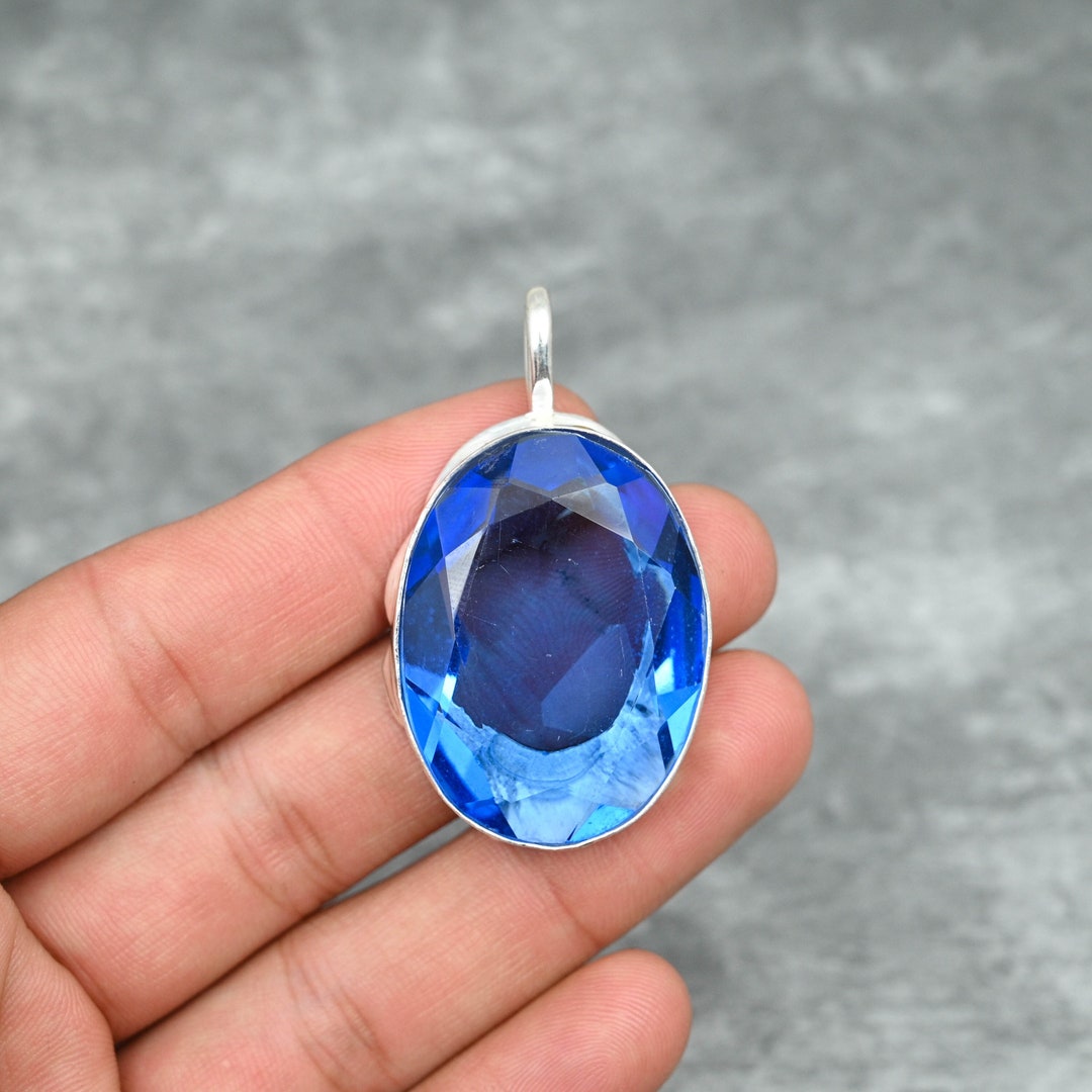 London Blauer Topas Anhänger 925 Sterling Silber Anhänger - Etsy.de