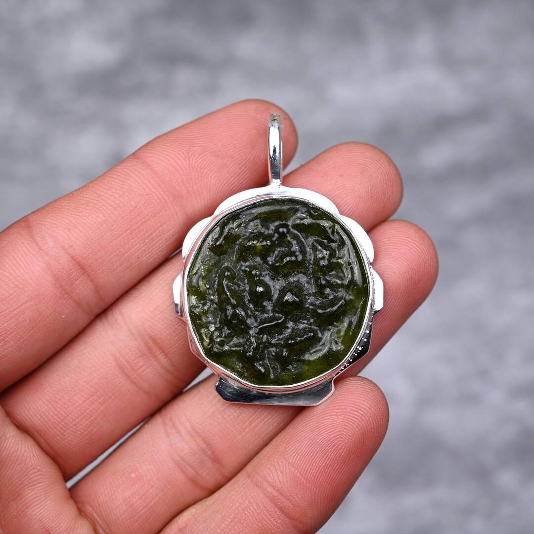 Moldavite Quartz Pendant 925 Sterling Silver Pendant Moldavite Gemstone ...