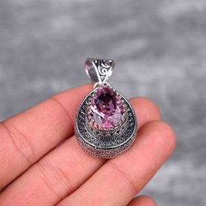 Pink Kunzite Pendant 925 Sterling Silver Pendant Kunzite Gemstone ...