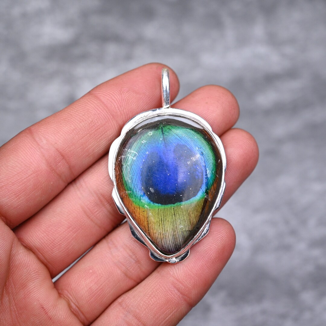 Peacock Pendant 925 Sterling Silver Pendant Necklace Peacock Shell ...