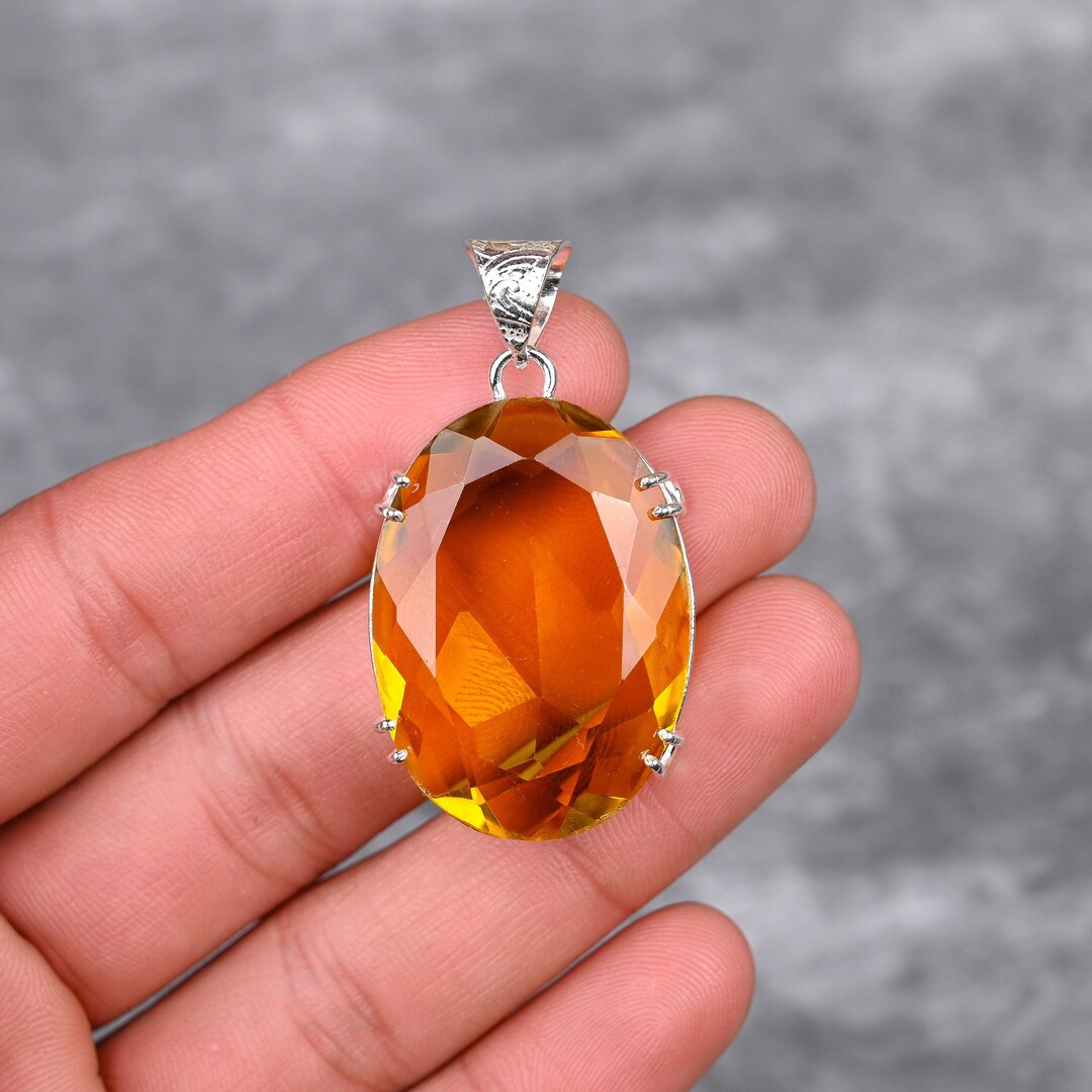 Honey Topaz Pendant 925 Sterling Silver Pendant Necklace Honey Topaz ...
