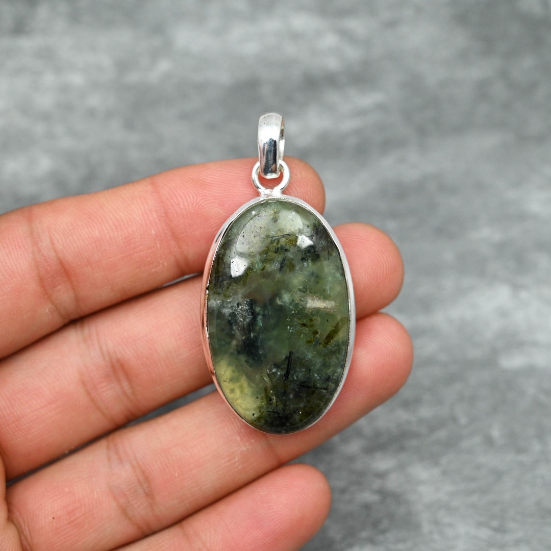 Prehnite Pendant 925 Sterling Silver Pendant Prehnite Gemstone Pendant ...