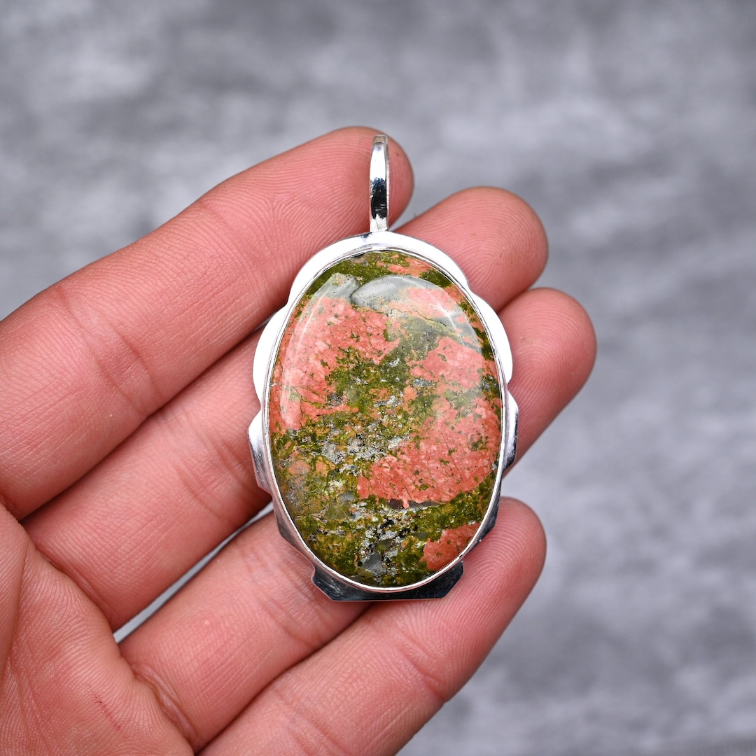 Unakite Pendant 925 Sterling Silver Pendant Jewelry Unakite Gemstone ...