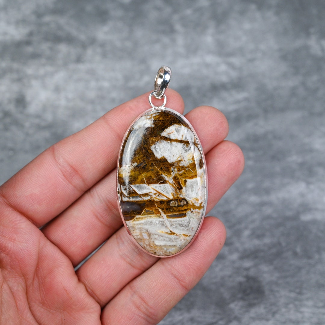 Coffee Bean Jasper Pendant 925 Sterling Silver Pendant Coffee Bean ...