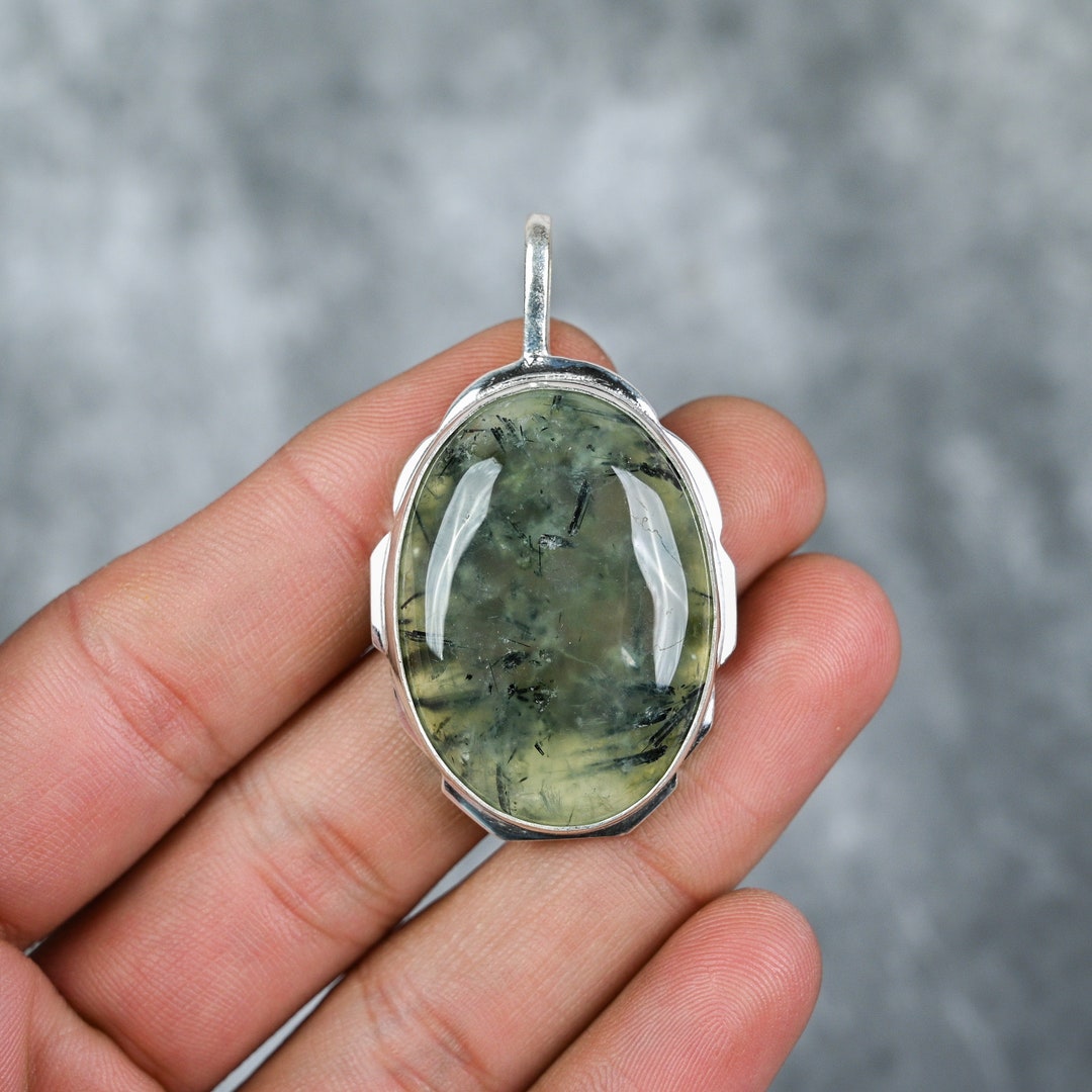 Prehnite Pendant 925 Sterling Silver Pendant Prehnite Gemstone Pendant ...