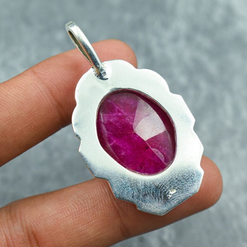 Kashmir Red Ruby Pendant 925 Sterling Silver Pendant Kashmir - Etsy