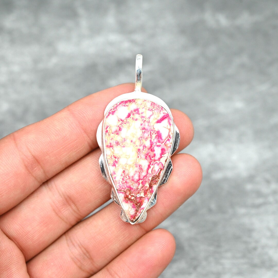 Pink Sea Sediment Jasper Pendant 925 Sterling Silver Pendant Sea ...