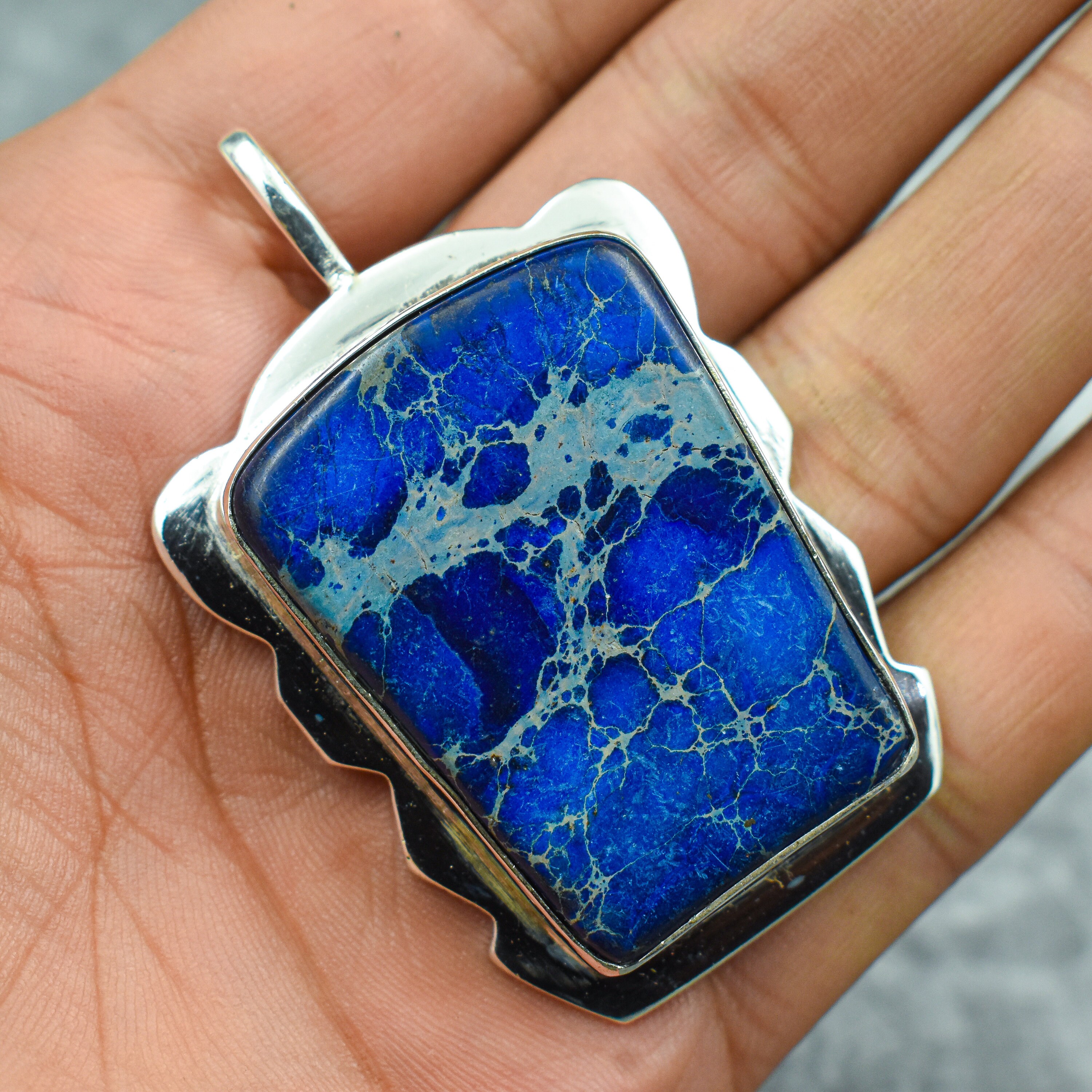 Blue Sea Sediment Jasper Pendant 925 Sterling Silver Pendant - Etsy
