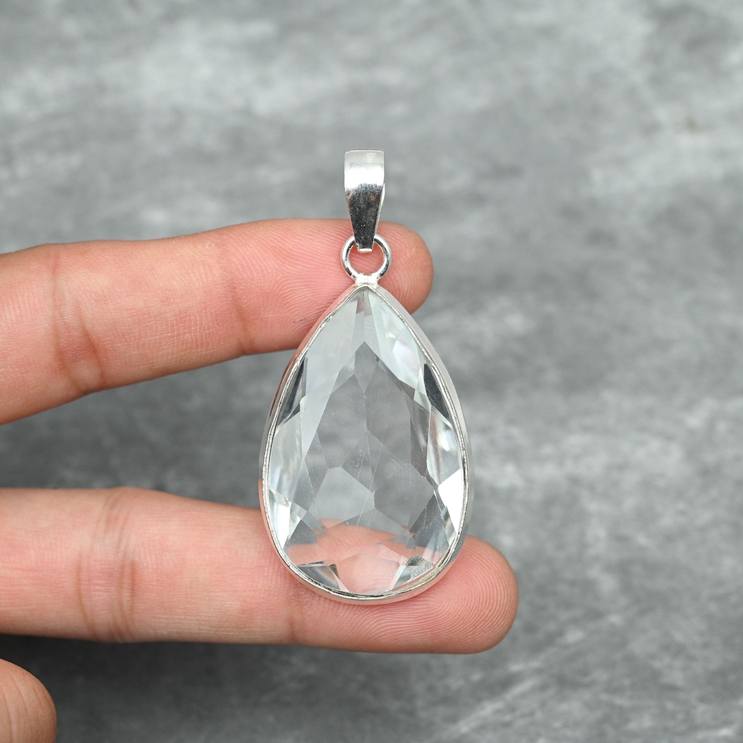 White Topaz Pendant 925 Sterling Silver Pendant Necklace White Topaz ...